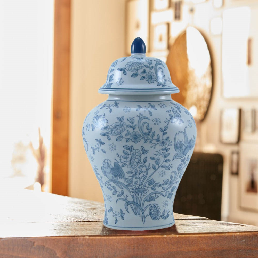 Blue Bird Ceramic Temple Cremation Urn | OneWorld Memorials
