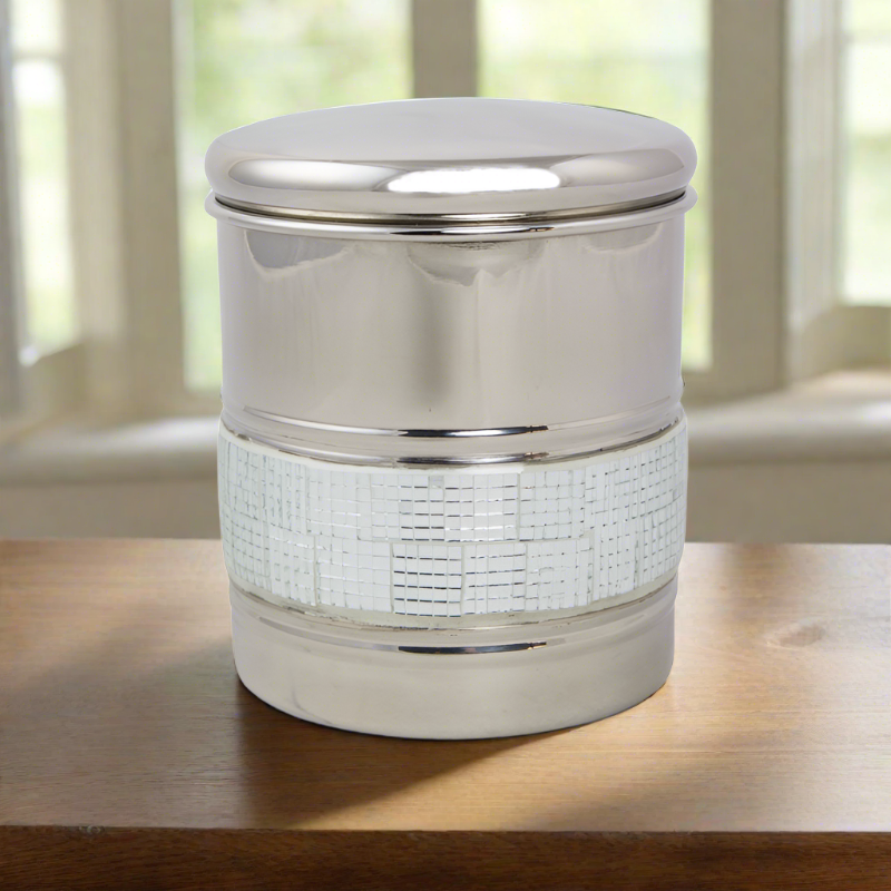 Metal Pet Cremation Urn With Silver Sparkle | Oneworld Memorials