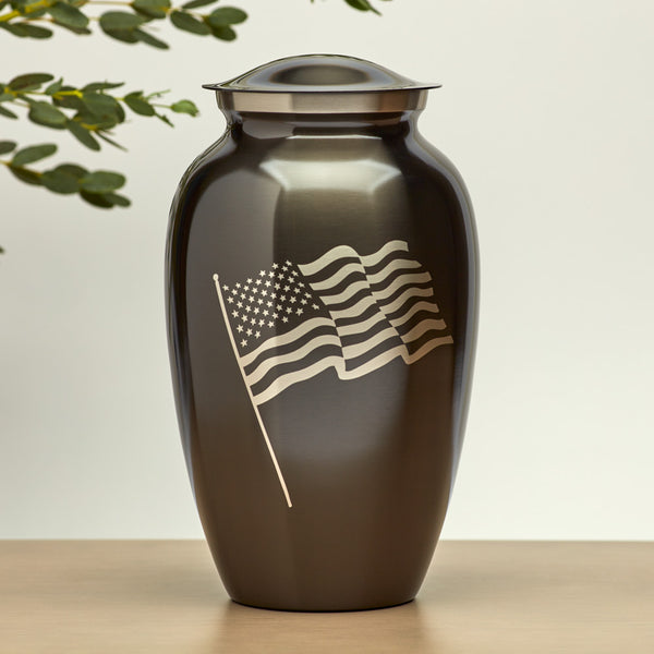 Patriotic American Flag Bronze Cremation Urn | Oneworld Memorials