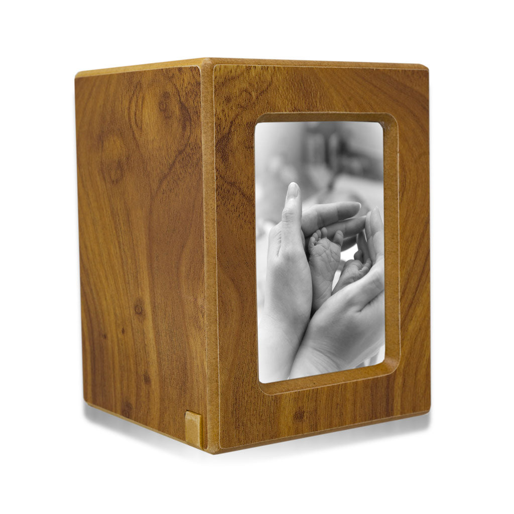 Natural Wood Infant Cremation Photo Urn | Oneworld Memorials